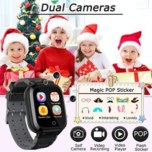 Vakzovy Kids Smart Watch for Boys Toys for 3-10 Year Old Boys 1.44" HD Touch Screen 24 Puzzle Games Music Player Dual Camera Video Recording Pedometer Birthday for Boys Age 3 4 5 6 7 8