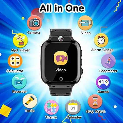 Vakzovy Kids Smart Watch for Boys Toys for 3-10 Year Old Boys 1.44" HD Touch Screen 24 Puzzle Games Music Player Dual Camera Video Recording Pedometer Birthday for Boys Age 3 4 5 6 7 8