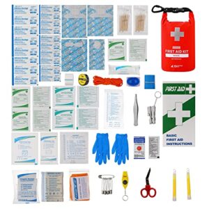 Breakwater Supply™ Waterproof Marine First Aid Kit Boat Safety Tool Kit, 100 Piece AFAK Emergency Supplies in Dry Bag, IFAK Trauma Kit for Kayaking, Jet Ski, Fishing, Surfing, Sailing, Canoeing (Red)