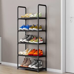 LINZINAR Shoe Rack Organizer 5 Tier Space Saving Shoe Shelf Storage Sturdy Metal Shoe Stand for Closet Entryway Bedroom (5 Tier, Black)