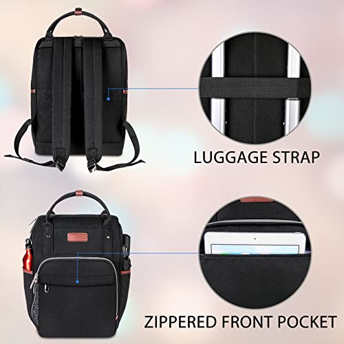 VANKEAN Laptop Backpack for Women Men 15.6-16.2 Inch Stylish Computer Work Backpack, Waterproof College Casual Daypack Backpacks with USB Port & RFID Blocking, Business Travel Backpack, Black