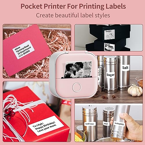 T02 Mini Pocket Sticker Printer - Portable Smart Photo Printer for iPhone, Thermal Mini Pocket Printer, Compatible with iOS&Android, Receipt Mobile Printer for Study, Journal, Notes