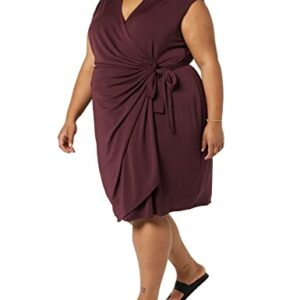 Amazon Essentials Women's Classic Cap Sleeve Wrap Dress (Available in Plus Size), Burgundy, X-Large