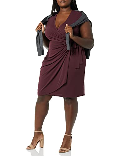 Amazon Essentials Women's Classic Cap Sleeve Wrap Dress (Available in Plus Size), Burgundy, X-Large