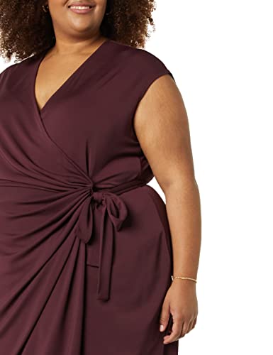 Amazon Essentials Women's Classic Cap Sleeve Wrap Dress (Available in Plus Size), Burgundy, X-Large