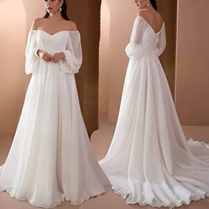 MEOILCE Sexy Bridesmaid Bride Dresses for Women Elegant Wedding Guest Off Shoulder Solid Color Formal White Maxi Dress