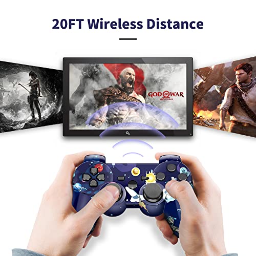 TONSUM Game Controller Wireless, Wireless Controller, Double Vibration Gamepad Compatible for Series 3 System,with Charging Cable (Space Blue)