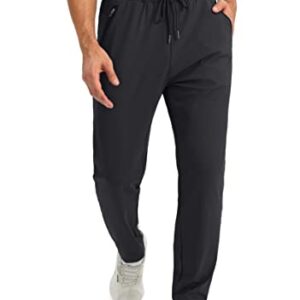 G Gradual Men's Sweatpants with Zipper Pockets Tapered Joggers for Men Athletic Pants for Workout, Jogging, Running (Black, Medium)