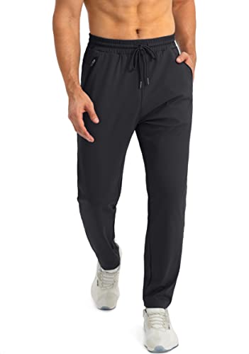 G Gradual Men's Sweatpants with Zipper Pockets Tapered Joggers for Men Athletic Pants for Workout, Jogging, Running (Black, Medium)