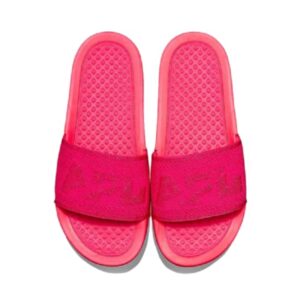 apl: athletic propulsion labs women's big logo techloom slide, (neon pink, 8, numeric_8)