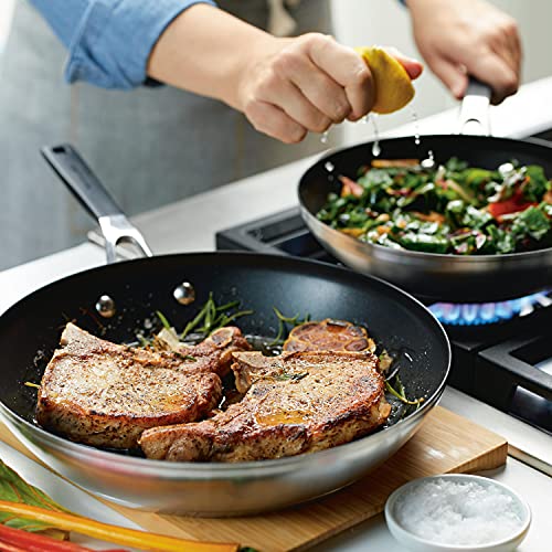 KitchenAid Nonstick Frying Pans/Skillet Set, 2 Piece, Brushed Stainless Steel