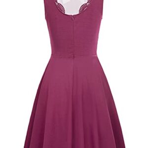 GRACE KARIN Women Sleeveless A Line Wedding Guest Dress Lace Fit and Flare Swing Dress XL Purple Red