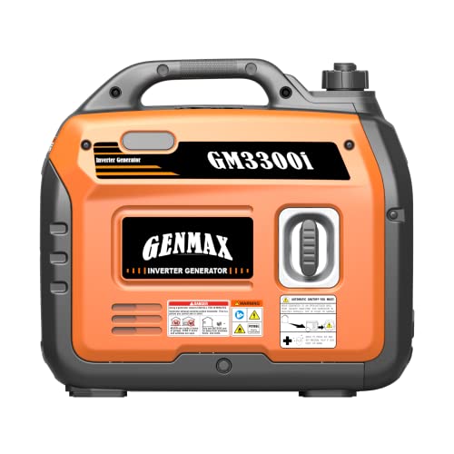 GENMAX Portable Inverter Generator，3300W Ultra-Quiet Gas Engine, EPA Compliant, Eco-Mode Feature, Ultra Lightweight for Backup Home Use & Camping (GM3300i)