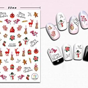 Christmas Nail Stickers, 8 Sheets Christmas Nail Art Decals Snowflakes Snowman Santa Claus Reindeer Christmas Tree Bell Xmas Nail Design 3D Self-Adhesive Holographic Winter Nail Decals for Women Girls