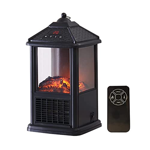 Portable Little Small Electric Fireplaces Space Heaters for Indoor Use Freestanding Bedroom Mini Electric Space Fireplace Heaters Stove with Flame Thermostat Timer Remote Control Overheat Protection