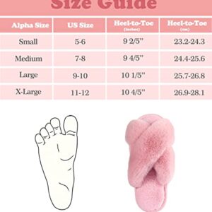 Women Pink Fuzzy Fluffy Slippers-Ankis Soft Cozy Plush Fuzzy Slippers Faux Rabbit Fur Memory Foam Furry Open Toe Breathable Fuzzy Slippers Bedroom Warm Comfy Cross Band Slippers for Women House Indoor