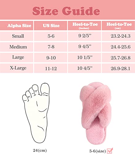 Women Pink Fuzzy Fluffy Slippers-Ankis Soft Cozy Plush Fuzzy Slippers Faux Rabbit Fur Memory Foam Furry Open Toe Breathable Fuzzy Slippers Bedroom Warm Comfy Cross Band Slippers for Women House Indoor