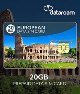 20gb bundle - europe data sim card - 33 countries - 4g speed - dataroam - cellhire