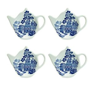 grace teaware tea bag caddy holder, set of 4 (blue willow)