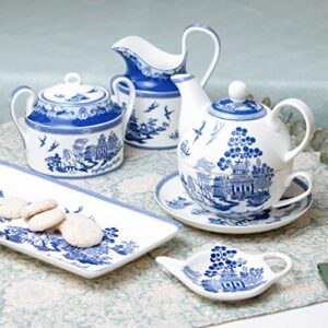 Grace Teaware Tea Bag Caddy Holder, Set of 4 (Blue Willow)