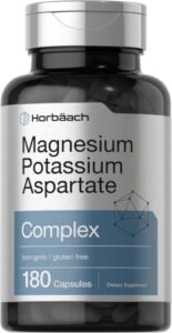 magnesium potassium aspartate complex | 180 capsules | non-gmo and gluten free formula | by horbaach