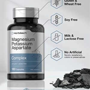 Magnesium Potassium Aspartate Complex | 180 Capsules | Non-GMO and Gluten Free Formula | by Horbaach