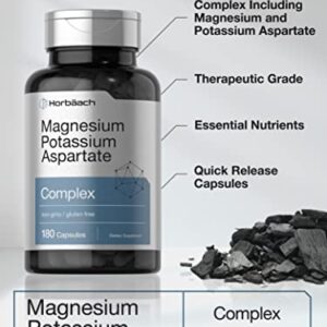 Magnesium Potassium Aspartate Complex | 180 Capsules | Non-GMO and Gluten Free Formula | by Horbaach