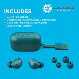 JLab Go Air Pop True Wireless Bluetooth Earbuds + Charging Case - Teal - Dual Connect - IPX4 Sweat Resistance - Bluetooth 5.1 Connection - 3 EQ Sound Settings Signature, Balanced, Bass Boost