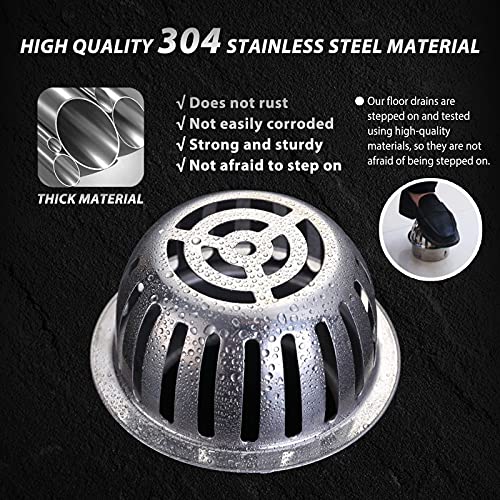 SHUGUANGGUDE Dome Gutter Guard Filter, Gutter Strainer, 304 Stainless Steel Down Spout Strainer, Outdoor Drain Cover, Gutter Cleaning Tool, for Stops Leaves Seeds and Other Debris,1.8in~2in