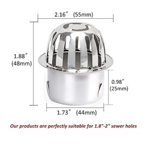 SHUGUANGGUDE Dome Gutter Guard Filter, Gutter Strainer, 304 Stainless Steel Down Spout Strainer, Outdoor Drain Cover, Gutter Cleaning Tool, for Stops Leaves Seeds and Other Debris,1.8in~2in