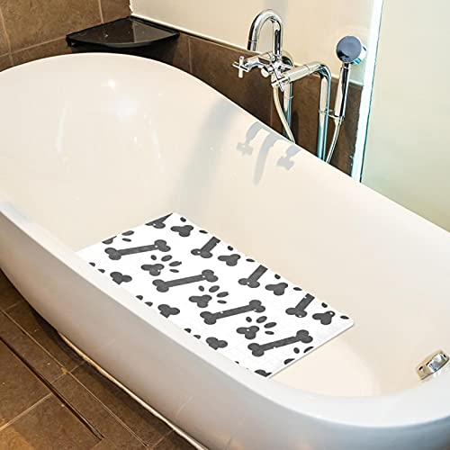 Lilibeely Bathtub Non-Slip Mat Baby Bath Tub Mat Anti-Slip with Suction Cups Dog Bone Paw Foot Print Grey Bathroom Tubs Massage Shower Mat