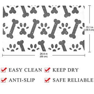 Lilibeely Bathtub Non-Slip Mat Baby Bath Tub Mat Anti-Slip with Suction Cups Dog Bone Paw Foot Print Grey Bathroom Tubs Massage Shower Mat