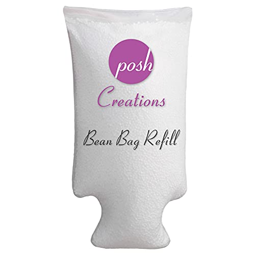 Posh Creations Foam Filling EPS Bean Bag Refill, 75 L, White with EZ-Pour Zipper Spout,