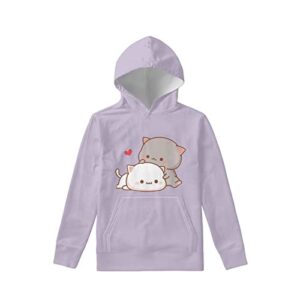 wellflyhom cat hoodies for girls size 14-16 teens cute kids clothes sweatshirts hooded jumper pullover with pocket outfits tops fall winter jackets sweater purple