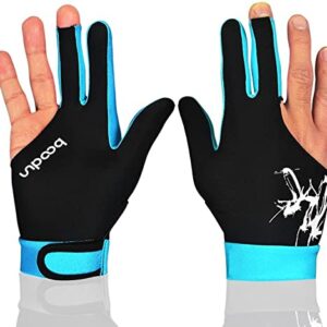 Man Woman Elastic 3 Fingers Show Gloves for Billiard Shooters Carom Pool Snooker Cue Sport - Wear on The Right or Left Hand 1PCS (Sky Blue, L)