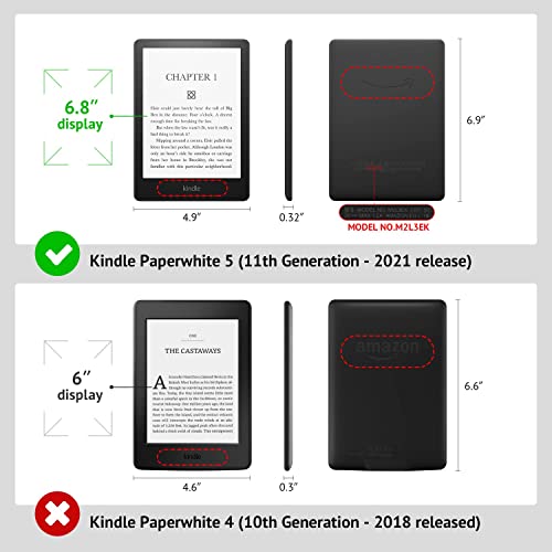 Ayotu All-New 6.8" Kindle Paperwhite Case, Smart Water-Safe PU Leather Cover with Auto Sleep/Wake, Only Fit Amazon Kindle Paperwhite and Signature Edition (11th Generation - 2021 Release), Black