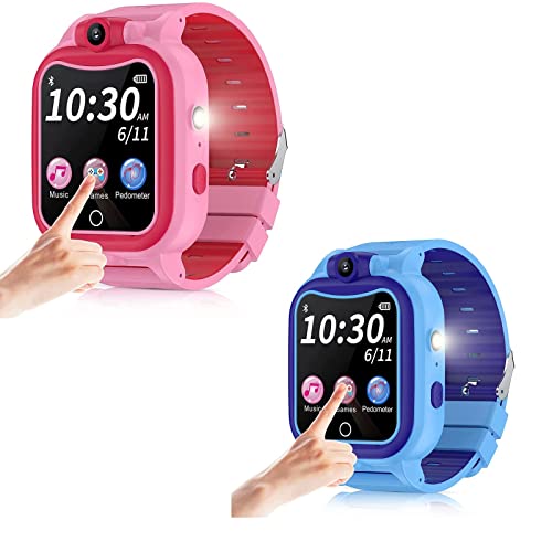 2Pack Kids Smartwatch Watch,Touchscreen Children Smart Watch with Mp3 Pedometer Flashlight Games Radio for Age 4-12 Years