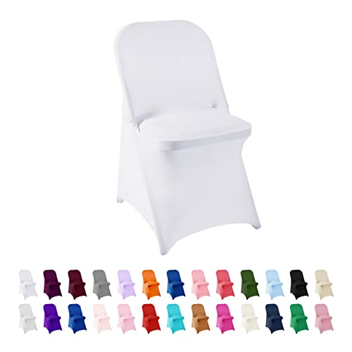 AlGaiety Spandex Chair Cover,12PCS ,Chair Covers,Living Room Folding Chair Covers,Removable Chair Cover Washable Protector Stretch Chair Cover for Party, Banquet,Wedding Event,Hotel(White)