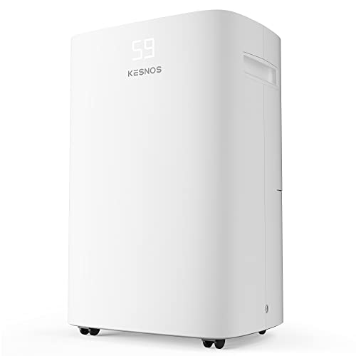 Kesnos 5500 Sq. Ft. Large Dehumidifier, 100 Pints Dehumidifiers with Drain Hose for Basements, Bedrooms, Bathrooms, Laundry Rooms - with Intelligent Control Panel, Front Display, 24 Hr Timer and 1.32 Gallon Water Tank