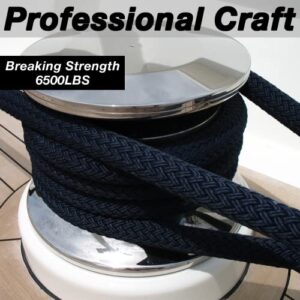 100 FT Double Braided Nylon Boat Anchor Rope 3/8inch with 316 Stainless Steel Thimble and Heavy Duty Snap Hook Marine Grade Anchor line Black