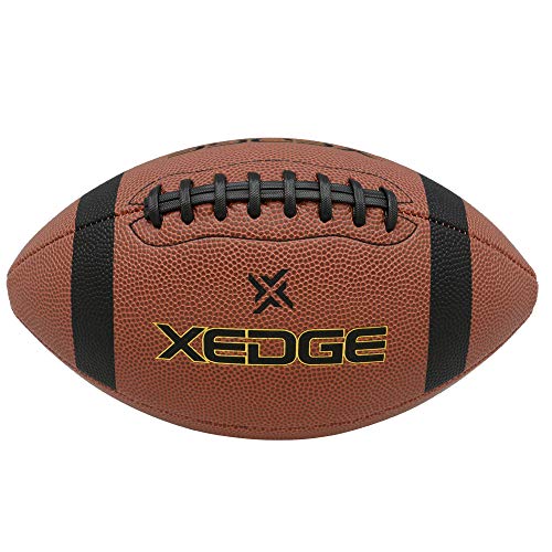 XEDGE Composite Leather Indoor/Outdoor Footballs for Training and Recreational Play Size 9 (red, Official (Size 9) /with net Bag)