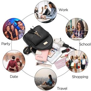 I IHAYNER Girls Fashion Backpack Mini Purse Backpack for Women Small Leather Backpack Purse for Teen Girls with Coin Purse and Tassel Black