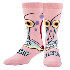 odd sox, nickelodeon spongebob cartoon socks, gary the snail, fun novelty mens crew, large