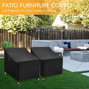 WLEAFJ Outdoor Chair Covers Waterproof, Black Lawn Patio Furniture Covers, Heavy Duty Wicker Garden Sofa Chair Cover, 2 Pack - 30" W x 37" D x 31" H