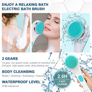 Back Scrubber Shower Exfoliating Electric Back Washer Shower Loofah Silicone Dry Brushing Body Brush Rechargeable Power Men Women Foot Skin Care Exfoliator Bath Brushes for Showering