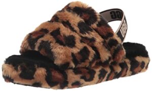 ugg girls k fluff yeah slide spotty slipper, natural, 4 big kid