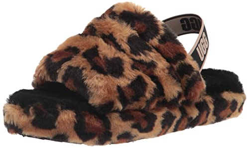 UGG Girls K Fluff Yeah Slide Spotty Slipper, Natural, 5 Big Kid