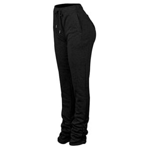 Womens Active Sweatpants Fleece Lined Workout Sport Yoga Leggings Bootcut Stacked Casual Joggers Pants