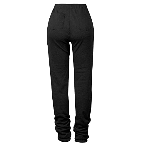 Womens Active Sweatpants Fleece Lined Workout Sport Yoga Leggings Bootcut Stacked Casual Joggers Pants