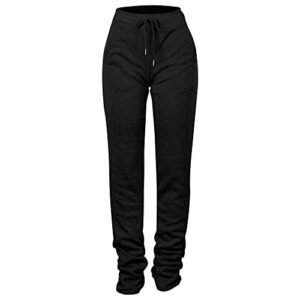 Womens Active Sweatpants Fleece Lined Workout Sport Yoga Leggings Bootcut Stacked Casual Joggers Pants